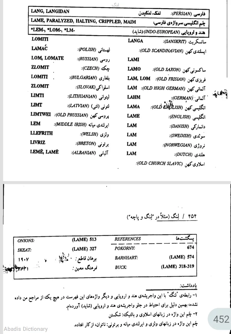 لنگ - معنی در دیکشنری آبادیس