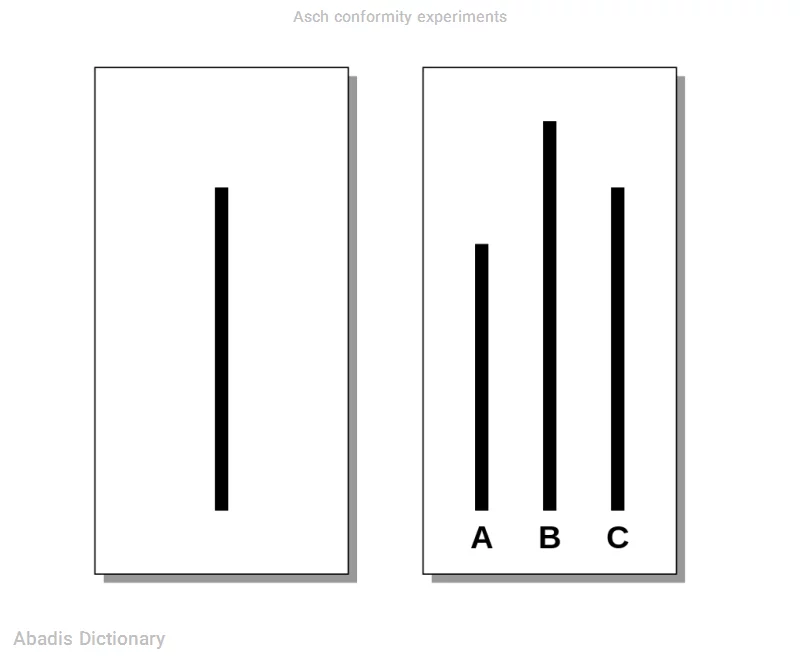 asch conformity experiments - معنی تخصصی در دیکشنری آبادیس