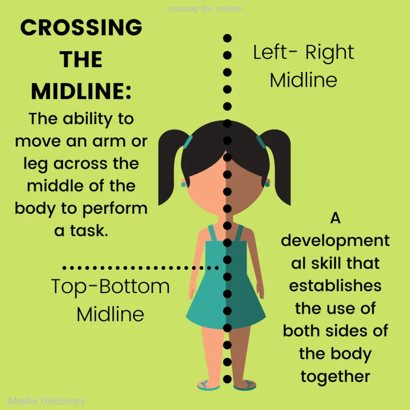 crossing the midline - معنی تخصصی در دیکشنری آبادیس