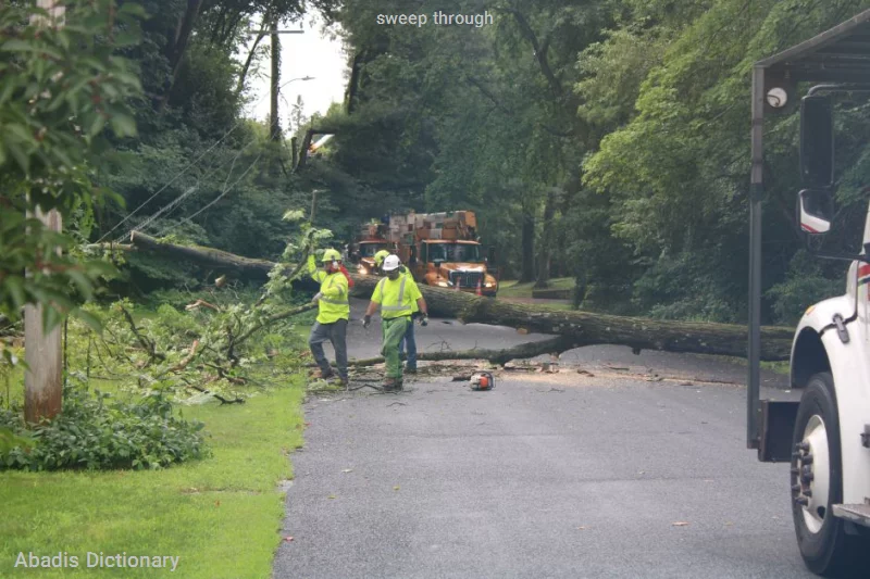 sweep through - معنی تخصصی در دیکشنری آبادیس