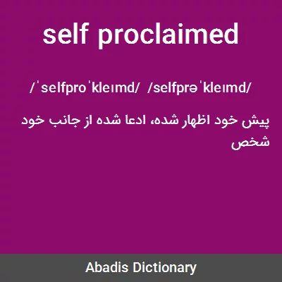 self proclaimed - معنی در دیکشنری آبادیس